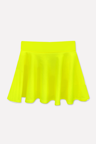 High Shine Mid Waist Skater Skort - Neon Yellow | PixieLane